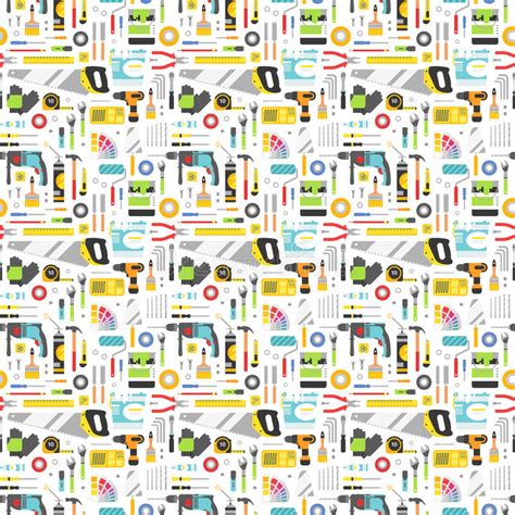 Construction Tools Vector Icons Seamless Pattern Stock Vector Illustration Of Collection