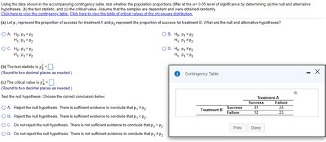 Solved Using The Data Shown In The Accompanying Contingency Chegg