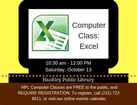 computer class excel saturday october 13 2018 10 30 am hackley