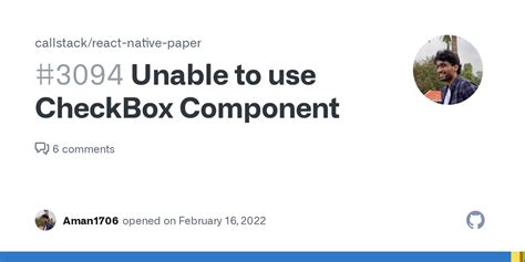Unable To Use CheckBox Component Issue Callstack React Native Paper GitHub