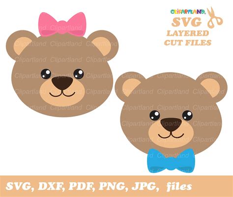 Instant Download Cute Teddy Bear Face Svg Cut File And Clip Art B 8