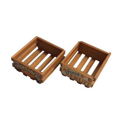 Dolls House Fruit And Veg Crates Wooden Boxes Shop Store Farmers Market Accessory