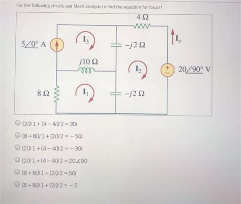 solved for the following circuit use mesh analysis to find