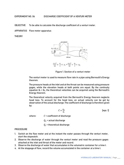 Venturi Meter Discharge Coefficient Pdf Technology And Engineering