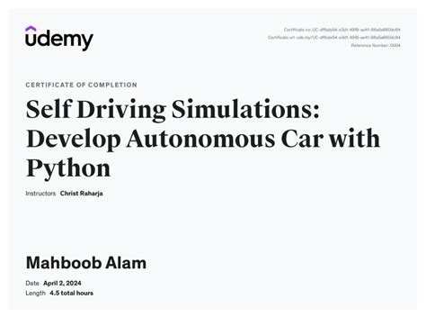 Mahboob Alam On Linkedin Autonomousvehicles Python Selfdrivingcars Udemycertified