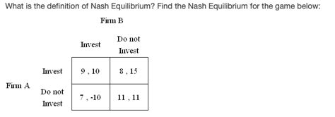 Solved What Is The Definition Of Nash Equilibrium Find The