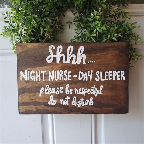 Night Shift Nurse Sleeping Wood Door Sign Do Not Disturb Sign Nurse