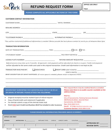 City Of Sacramento California Refund Request Form Fill Out Sign