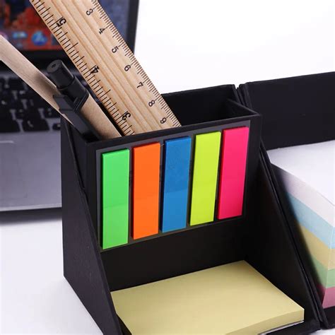 Foldable Cube Memo Pad Box Multi Function Sticky Note Set With Pen Holder