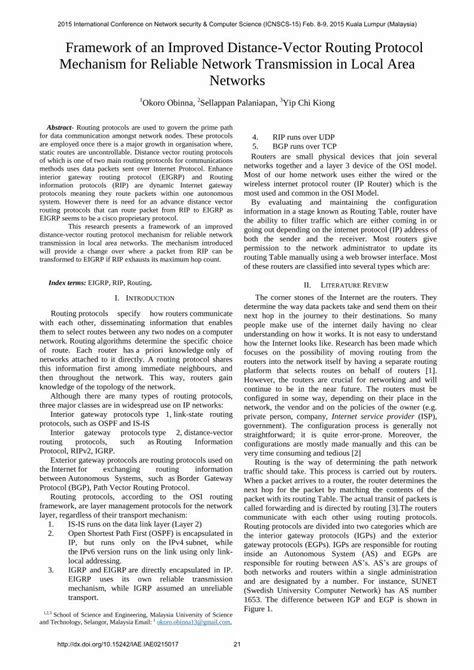 PDF Framework Of An Improved Distance Vector Routing Protocol Mechanism Ia E Org Images