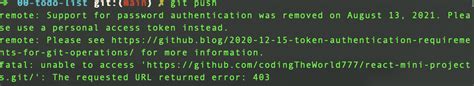 Use Token To Push Some Code To Github Support For Password Authentication Was Removed