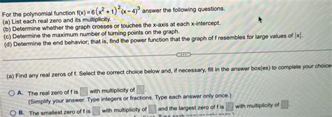solved for the polynomial function f x 6 x2 1 2 x−4 3