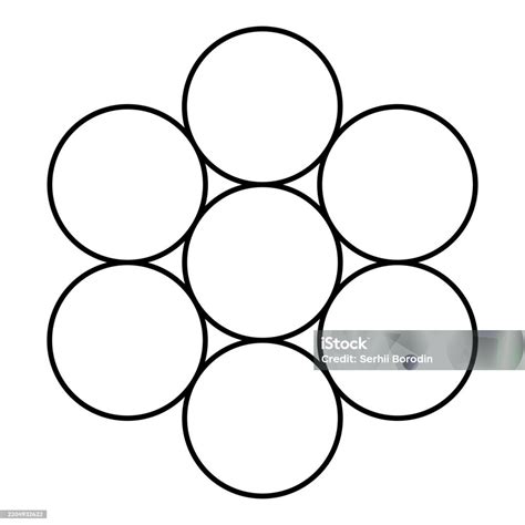 Egg Of Life Sacred Geometry Symbol Seven Circle 7 Contour Outline Line