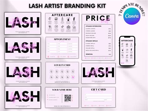 Lash Tech Business Cards Branding Kit Lash Artist Business Card Lash