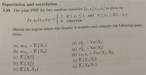 solved 5 25 the joint pdf for two random variables is given