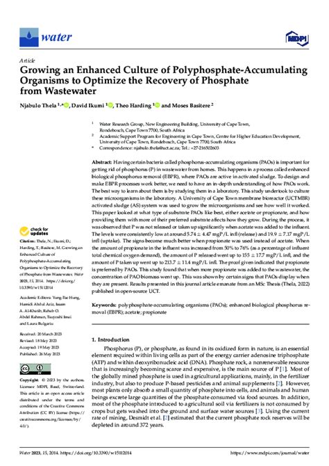 Pdf Growing An Enhanced Culture Of Polyphosphate Accumulating