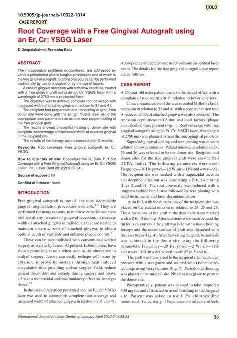 pdf root coverage with a free gingival autograft using an er cr
