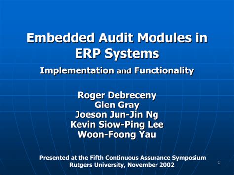 Embedded Audit Modules In ERP Systems Implementation