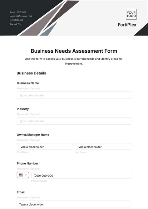 Free Business Needs Assessment Form Template To Edit Online