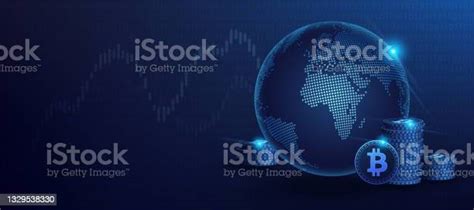 블루 비트 코인 디지털 통화 와 세계 글로브 홀로그램 미래 디지털 돈과 기술 전 세계 네트워크 개념 등색 벡터 일러스트 0명에 대한 스톡 벡터 아트 및 기타 이미지 Istock