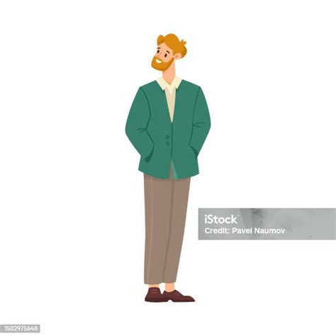 재킷을 입은 수염 난 남자 교사 캐릭터가 서서 벡터 일러스트레이션을 설명하고 있다 개성 개념에 대한 스톡 벡터 아트 및 기타 이미지 개성 개념 개인 지도 교사 공부