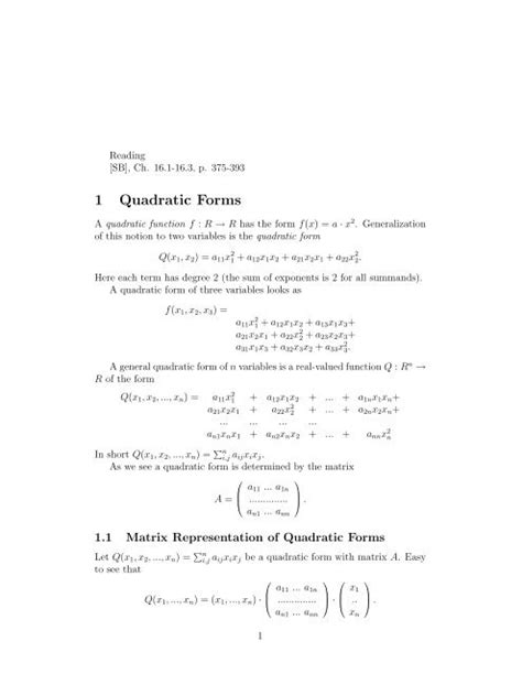 1 Quadratic Forms