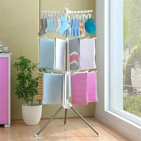 Easy To Assemble 3 Tier Clothes Rack Stainless Steel Foldable And Space