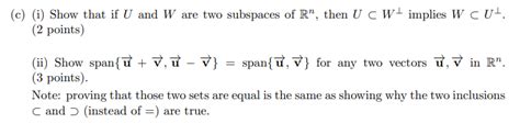 solved c i show that if u and w are two subspaces of rn