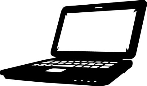 Illustration Of Open Laptop Silhouette For Technology Design And