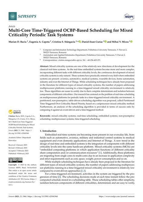 Pdf Multi Core Time Triggered Ocbp Based Scheduling For Mixed