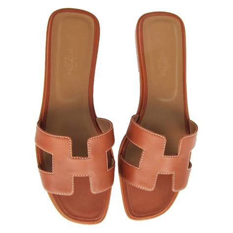 Hermes Gold Oran Box Leather Sandals Shoes Size 40 Or 39 Iconic At 1stdibs