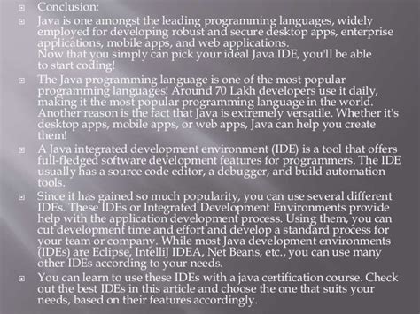 Working With Java Development IDE PPT