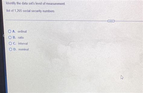 Solved Identify The Data Set S Level Of Measurement Chegg