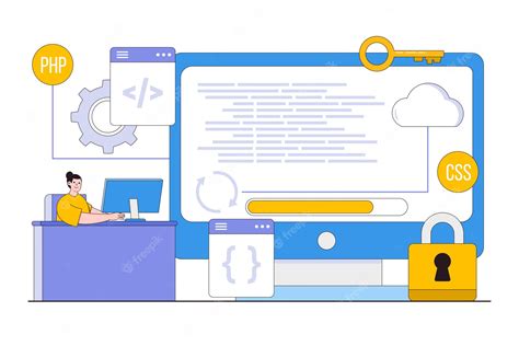 Premium Vector Flat Programming With People Characters Concept Outline Design Style Minimal