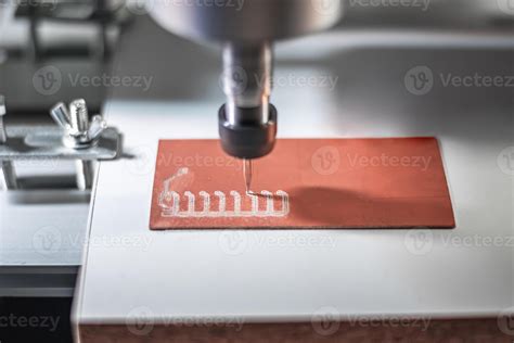 Machine With Numerical Control Cnc Carries Out Milling Of Printed Circuit Boards Circuit
