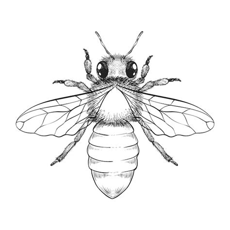 Hand Drawn Bee Drawing Illustration Free Vector