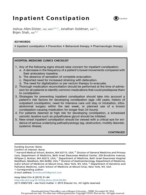 Inpatient Constipation Pdf Constipation Gastroenterology