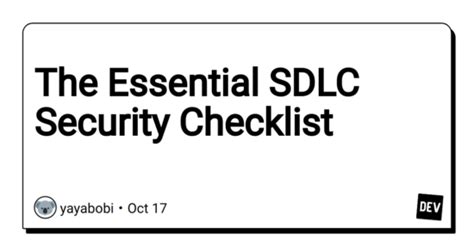 The Essential SDLC Security Checklist ProdSens Live