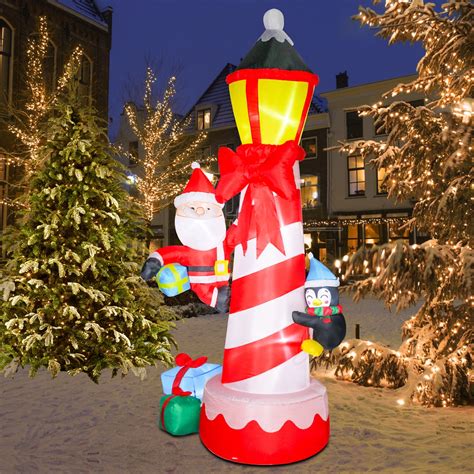 Wonder Garden 8ft Christmas Inflatable Santa Penguin Lighthouse With