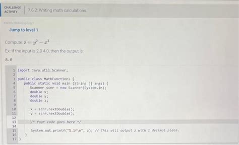 solved jump to level 1 compute z y2−x3 ex if the input is