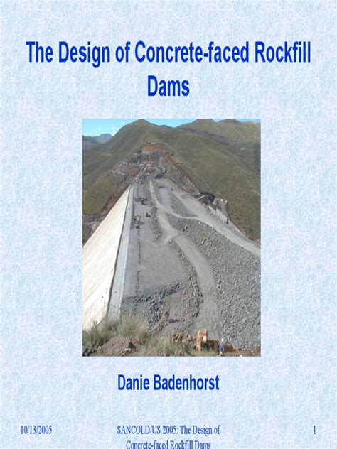 Badenhorst Design Of Concrete Faced Rockfill Dams Pdf Dam