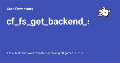 Cffsgetbackendspecificerrormessage Cute Framework