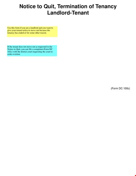 Notice To Quit And Termination Of Tenancy Guide For Landlords And Tenants
