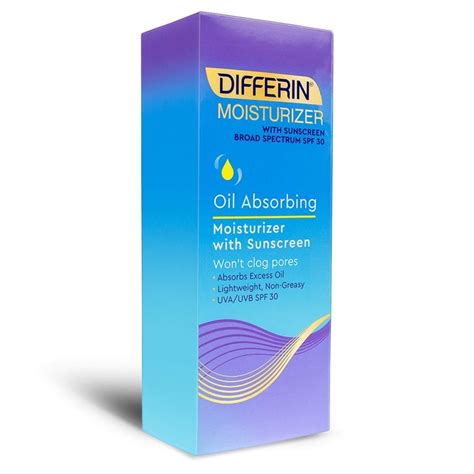 Differin Oil Absorbing Moisturizer With Sunscreen SPF 30 Best Drugstore Moisturizers