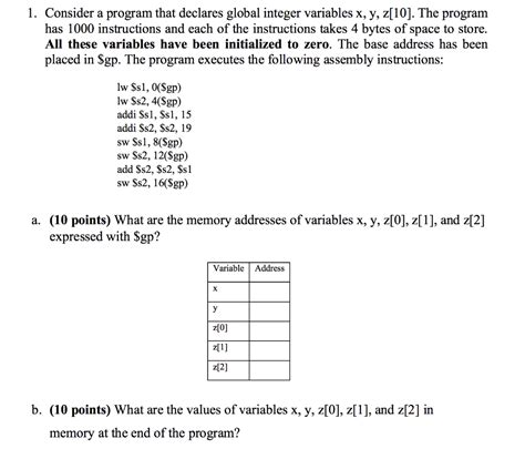 Solved 1 Consider A Program That Declares Global Integer
