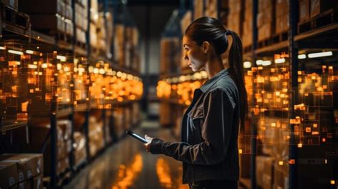 Premium Photo Female Warehouse Worker Using Smartphone Freight Transportation And Distribution