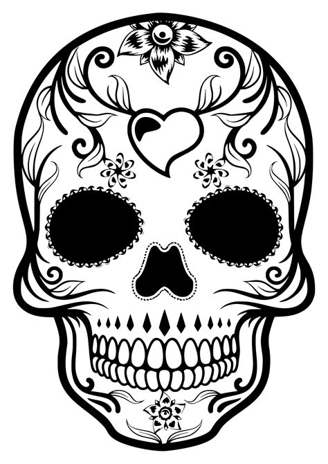 Sugar Skull Clip Art Black And White