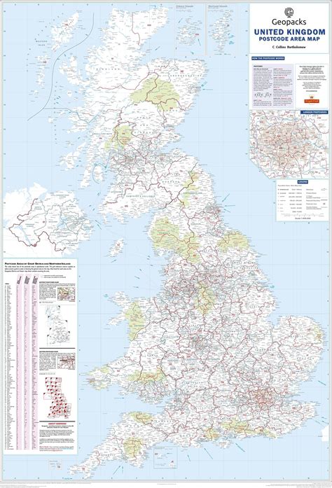 Uk Postcode Wall Map Large Wall Map 120cm X 83cm Clearly Shows