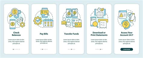 Online Banking Benefits Onboarding Mobile App Screen Digital Wallet Walkthrough 5 Steps