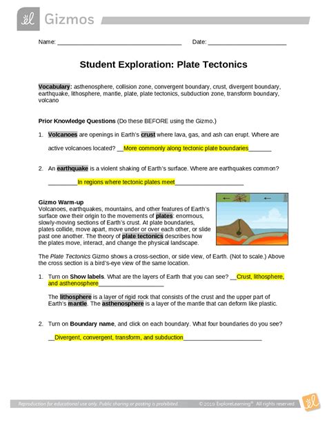 Plates Tectonics Lab Assignments Geology Docsity